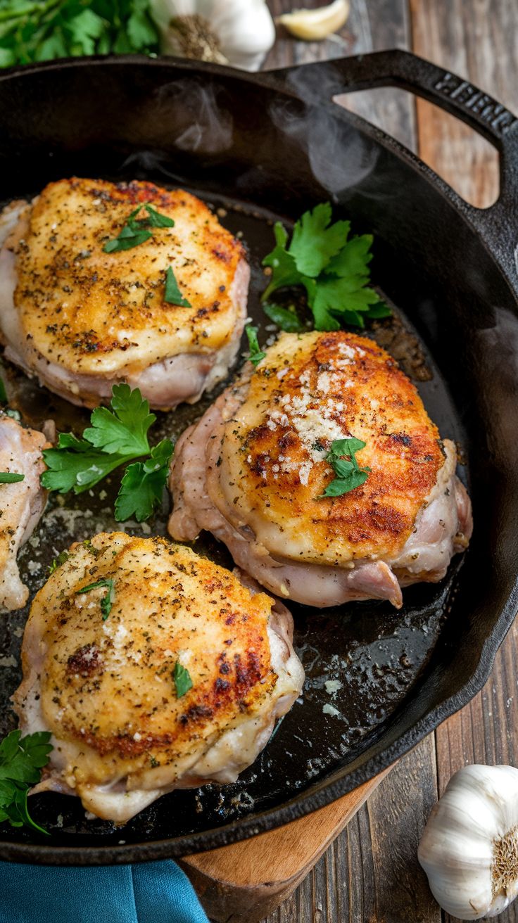 Garlic Parmesan Chicken Thighs Recipe – Tasty Chomp