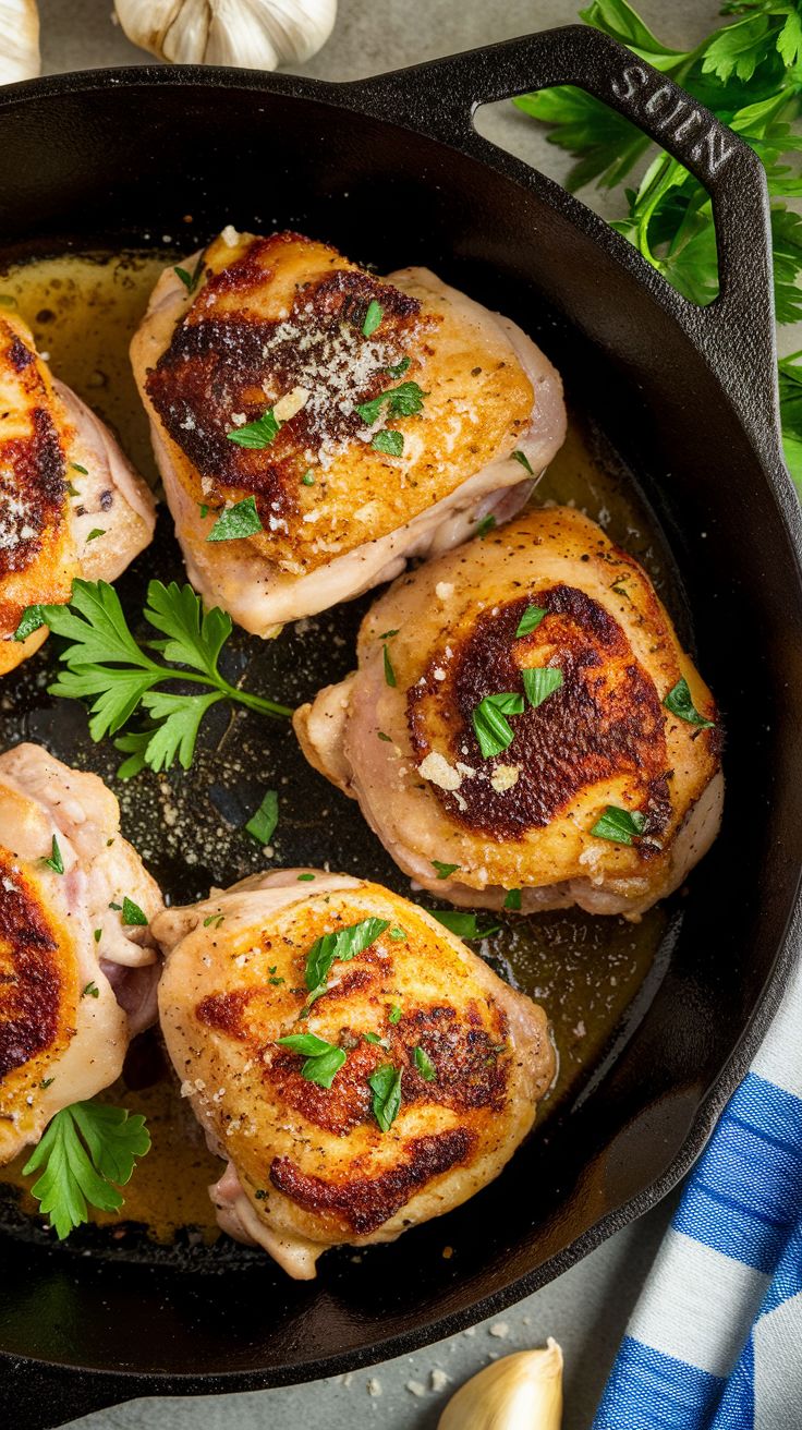 Garlic Parmesan Chicken Thighs Recipe – Tasty Chomp