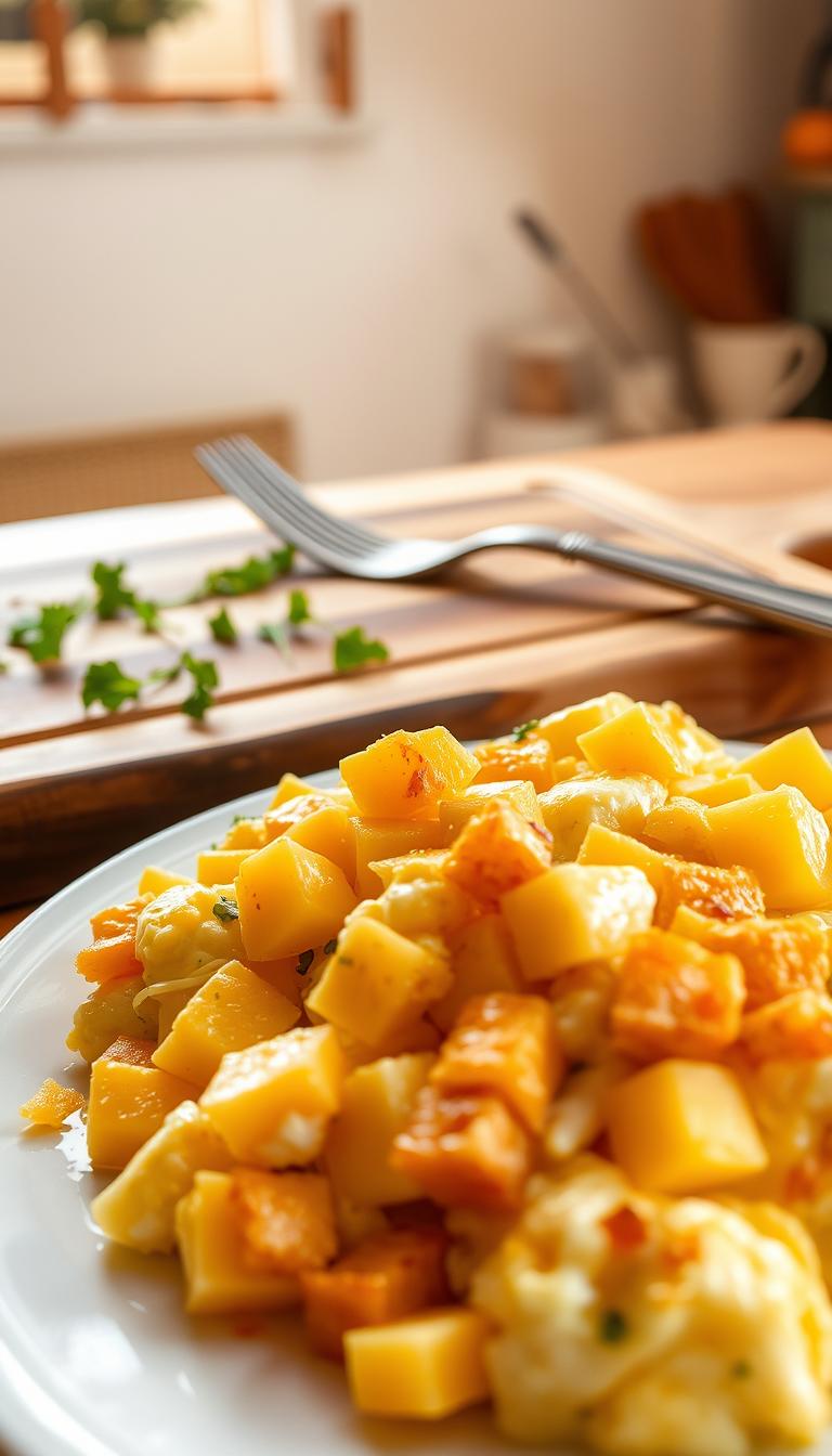 Cheesy Potato Egg Scramble Recipe – Tasty Chomp